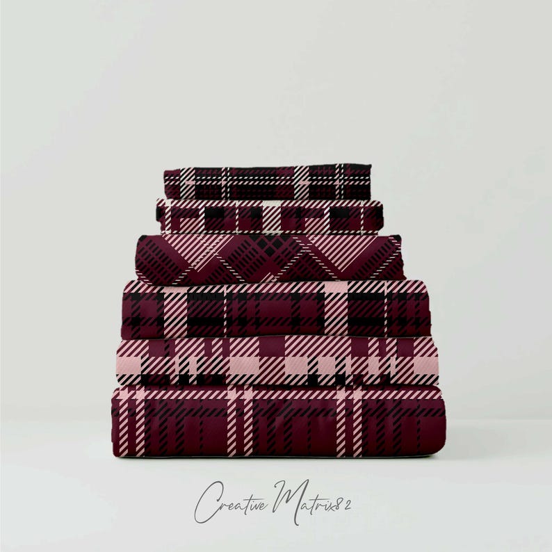 Burgundy Plaid Digital Paper | Tartan Seamless Pattern | Wine Flannel ...