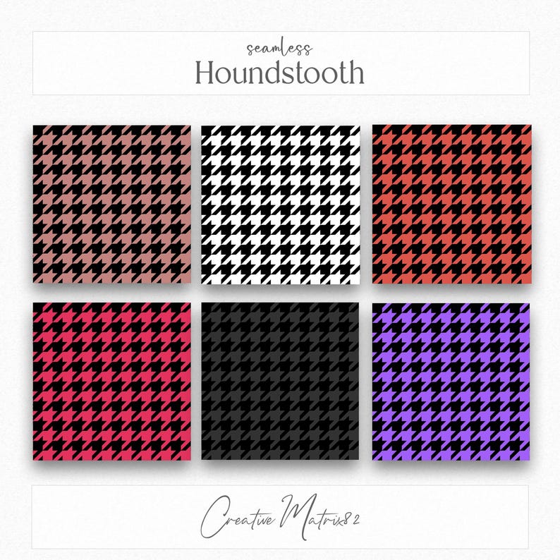 Houndstooth Seamless Patterns Digital Paper – 30 Black Pattern ...