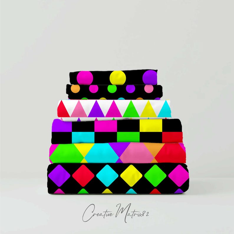 Neon Digital Paper, Fluorescent Seamless Patterns, Glow Party ...