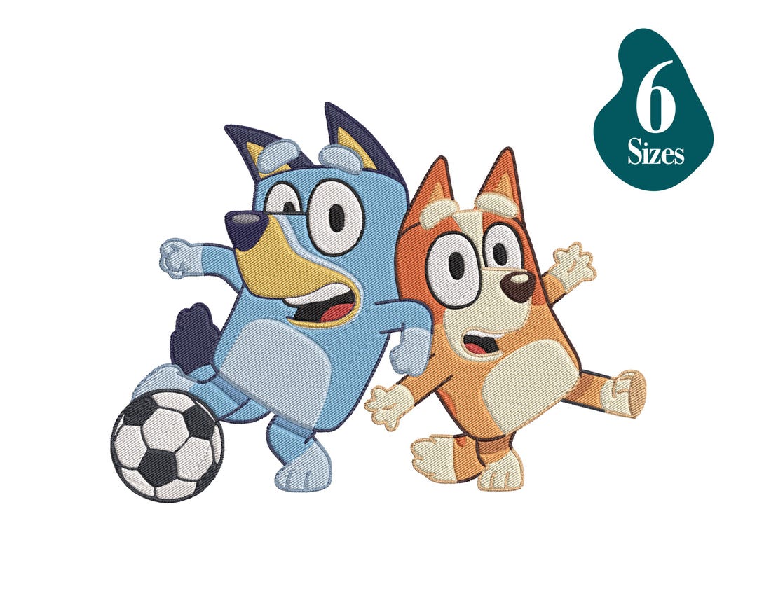 Bluey and Bingo Soccer Ball Embroidery , Bluey Embroidery and Bingo ...