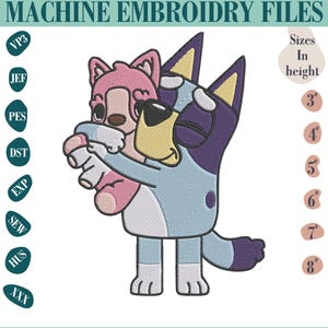 Bluey With Doll Embroidery Design, Bluey Machine Embroidery File, 6 ...