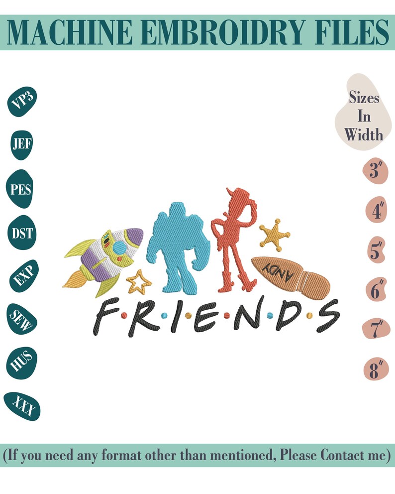 Toy Story Friends Machine Embroidery Design ,6 Sizes ,instant Download ...
