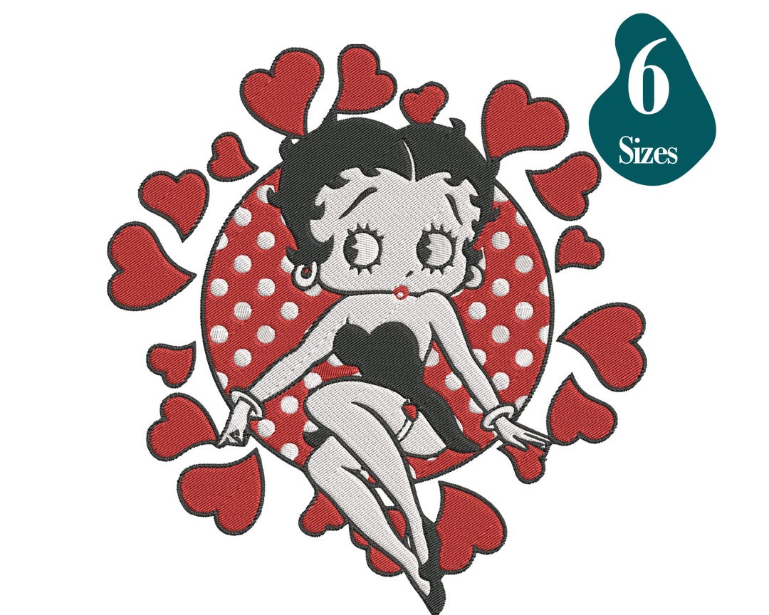 Betty Boop Embroidery Design Files, 6 Sizes, Instant Download - Etsy