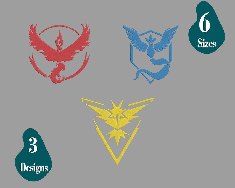 Pokemon Team Logos Embroidery Design, Anime Inspired (digital Download ...