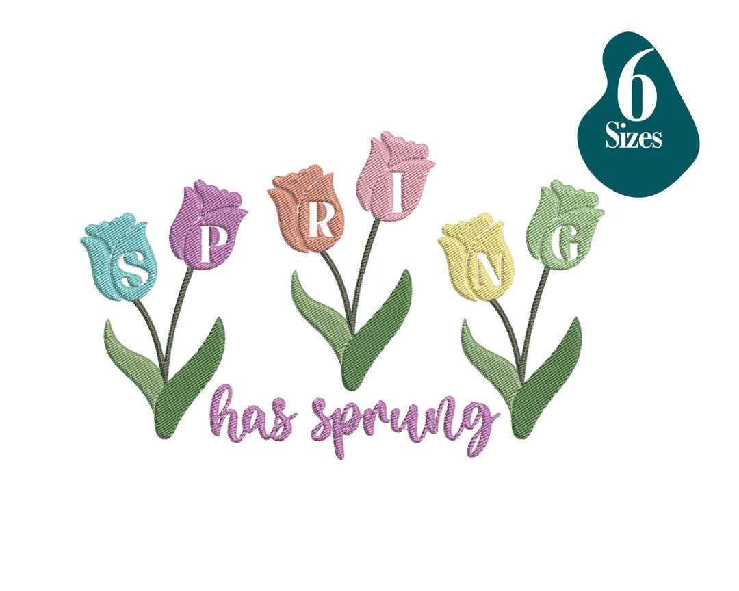 Spring Embroidery Design, 6 Sizes, Instant Download - Etsy