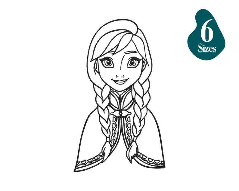 Prinzessin Anna Stickdatei: Frozen Outline-Datei (Instant Download ...