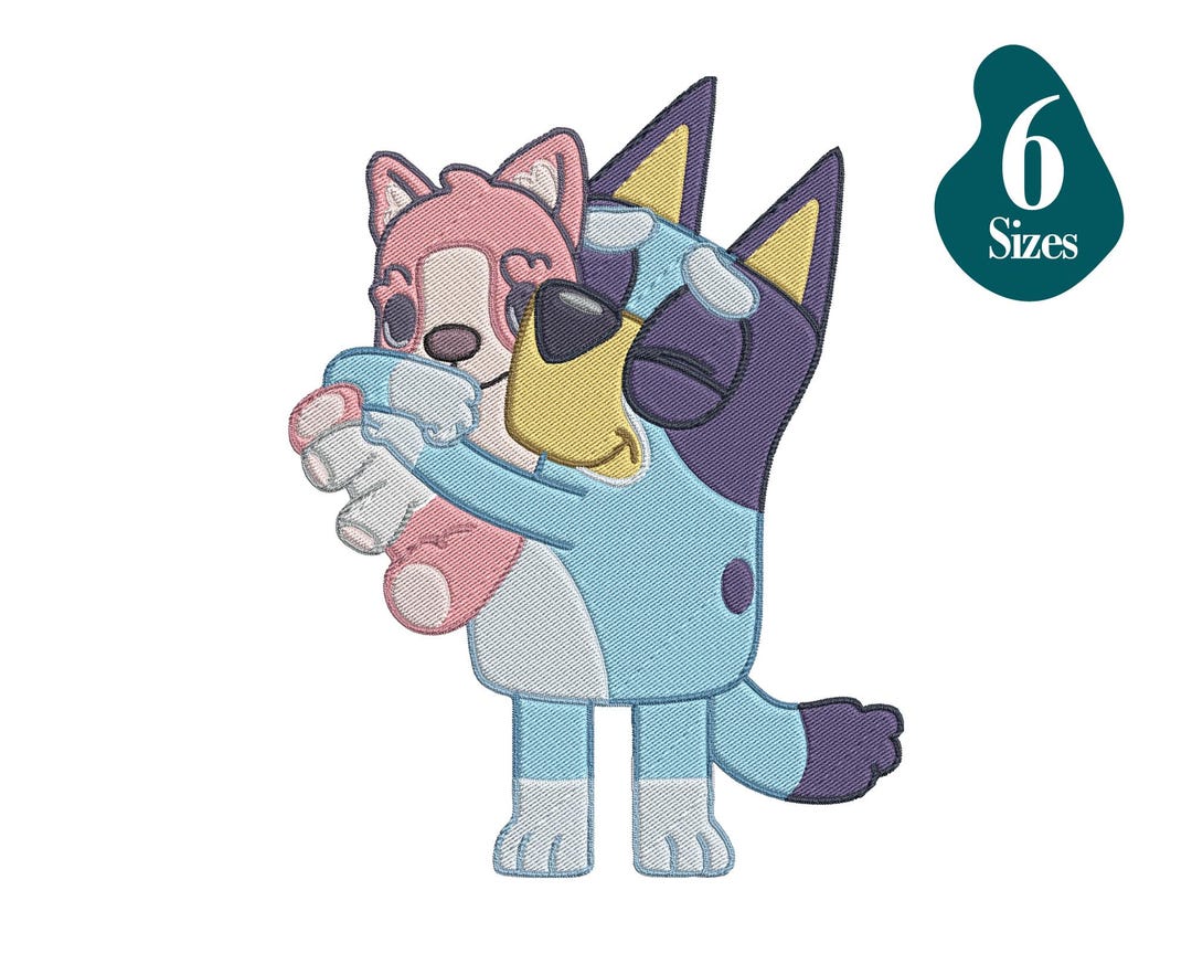 Bluey With Doll Embroidery Design, Bluey Machine Embroidery File, 6 ...
