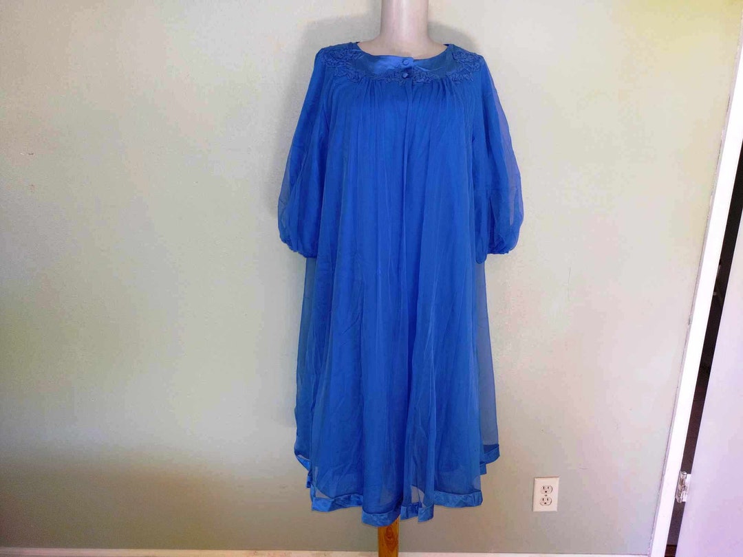 Vintage Peignoir Set Royal Blue Nightgown & Robe Set Gossard Artemis ...