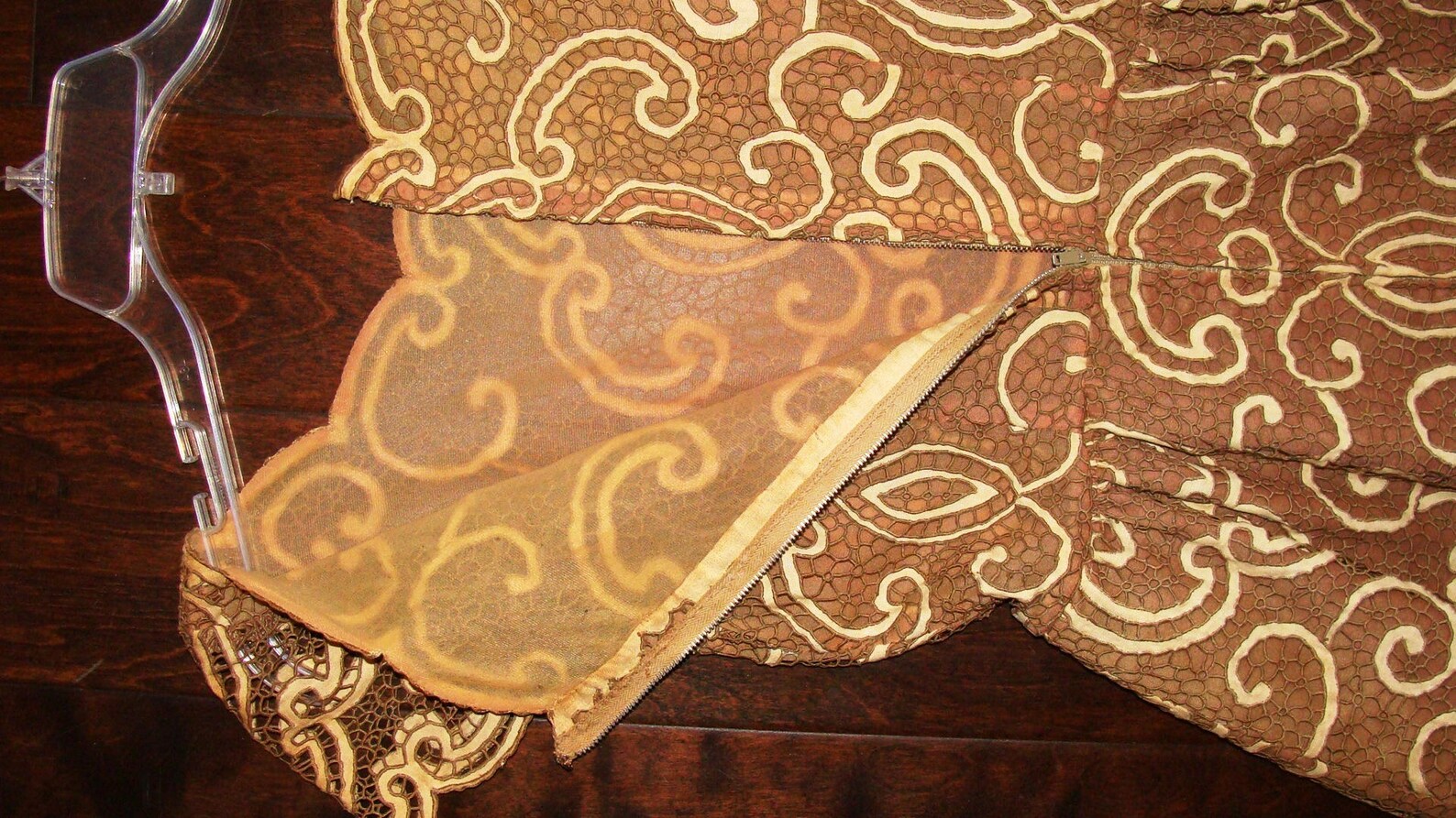 2 Pc Original Mid Century Brown Cream Bead Lace & Crinoline - Etsy