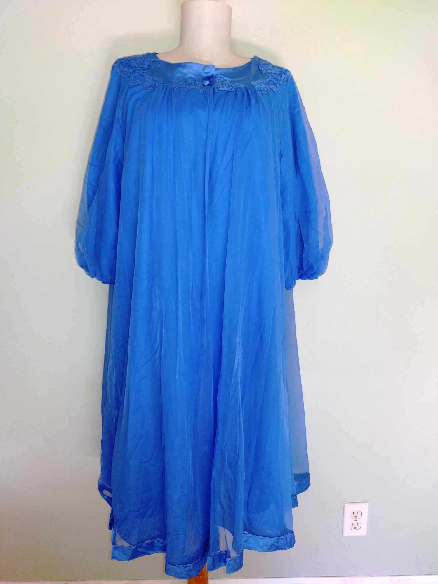 Vintage Peignoir Set Royal Blue Nightgown & Robe Set Gossard Artemis ...
