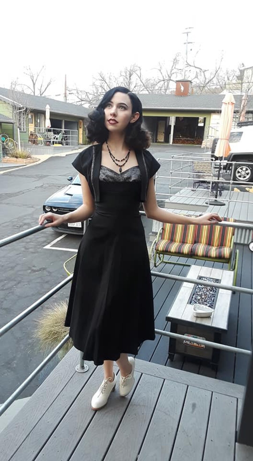 Sample 2 Pc A-line Dress & Bolero One off Black W/purple Metallic ...