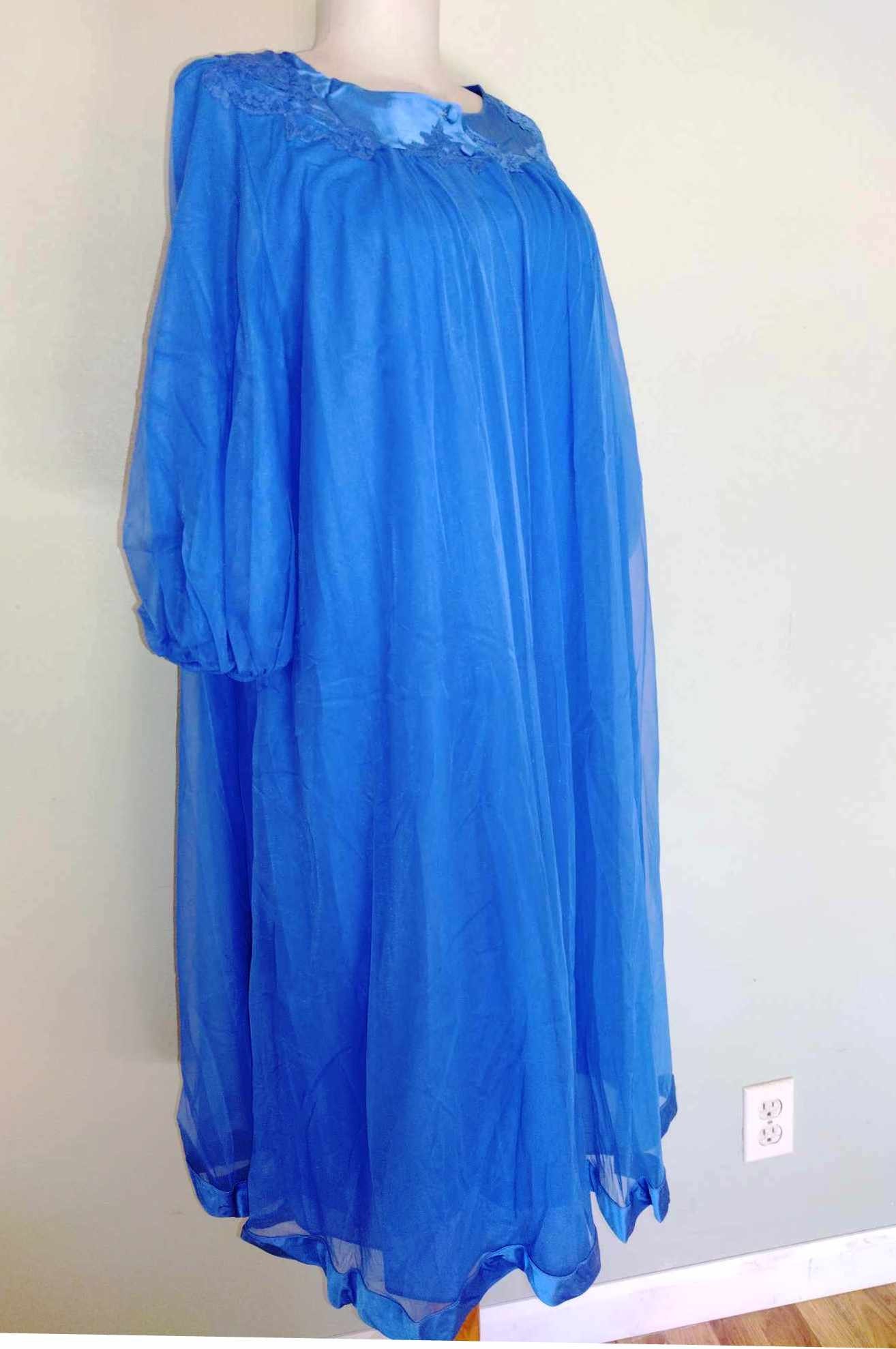 Vintage Peignoir Set Royal Blue Nightgown & Robe Set Gossard Artemis ...