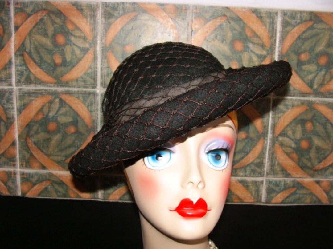 2 PC Royce Exclusive Vintage Black Net Covered Mid Century Hat - Etsy