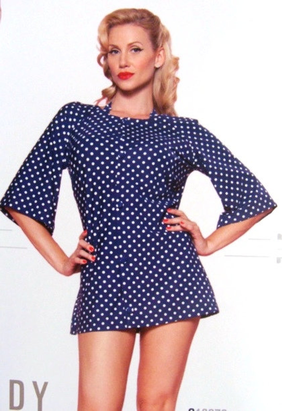 Sample Esther Williams USA Made Bathing Suit Cover Blue White Polka ...
