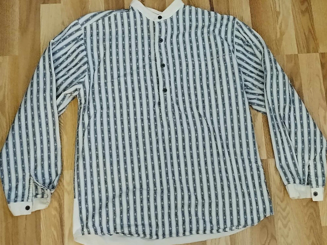 SAS Reproduction Old West Men's Shirt Cream White Stripe Western Cowboy ...