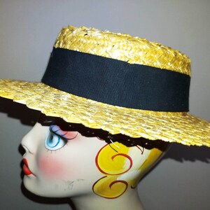Italy Made 100% Straw Cappello Ladies Hat Boater RN 59478 21" 22 ...