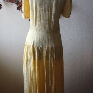 Vintage Mid Century Sheer Window Pane Yellow Sears Sucker Pucker Ladies ...