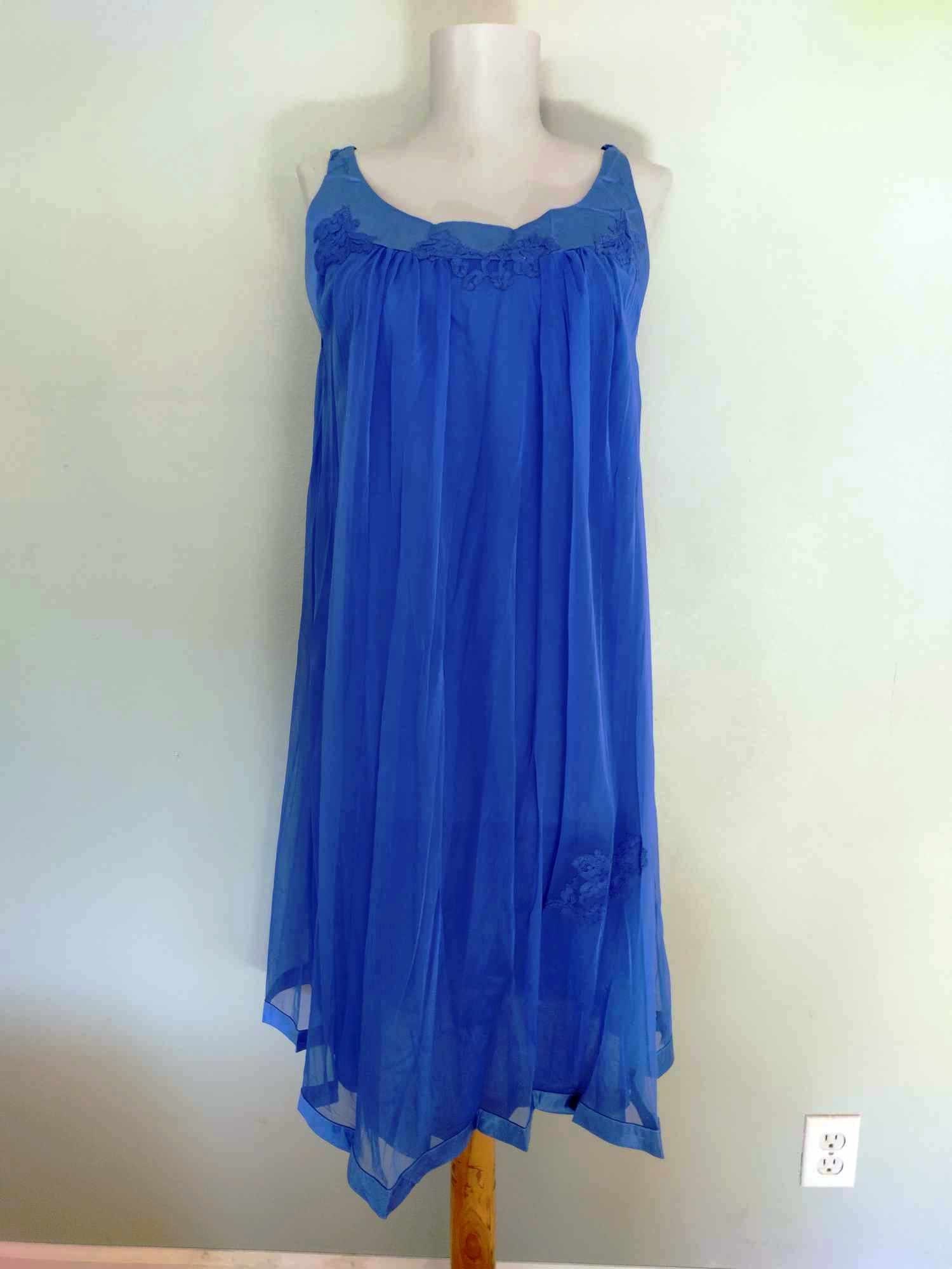 Vintage Peignoir Set Royal Blue Nightgown & Robe Set Gossard Artemis ...
