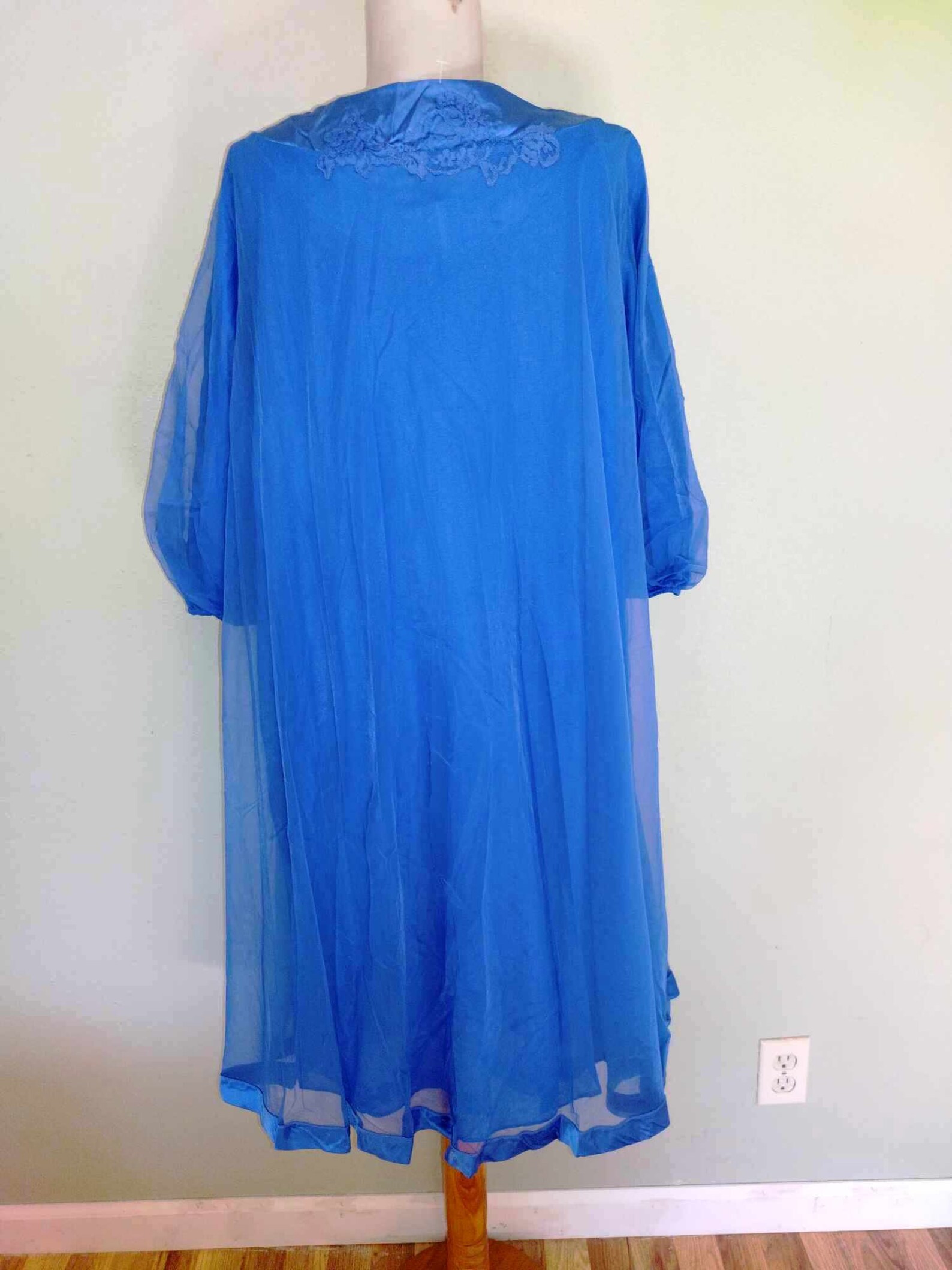Vintage Peignoir Set Royal Blue Nightgown & Robe Set Gossard Artemis ...