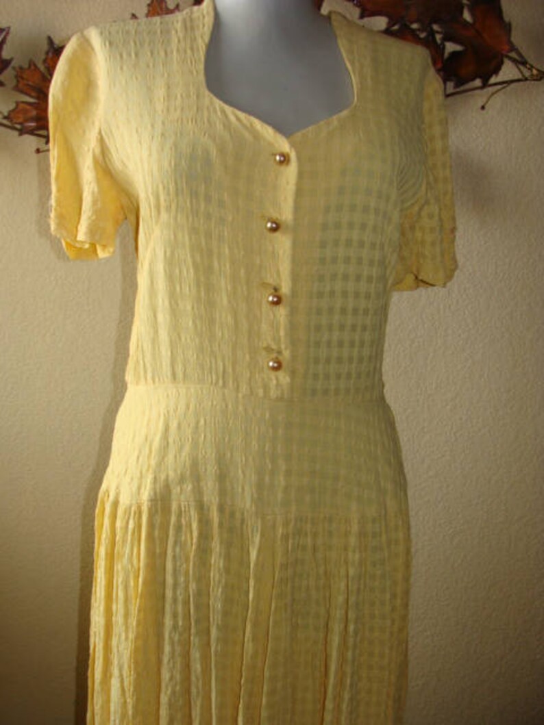 Vintage Mid Century Sheer Window Pane Yellow Sears Sucker Pucker Ladies ...