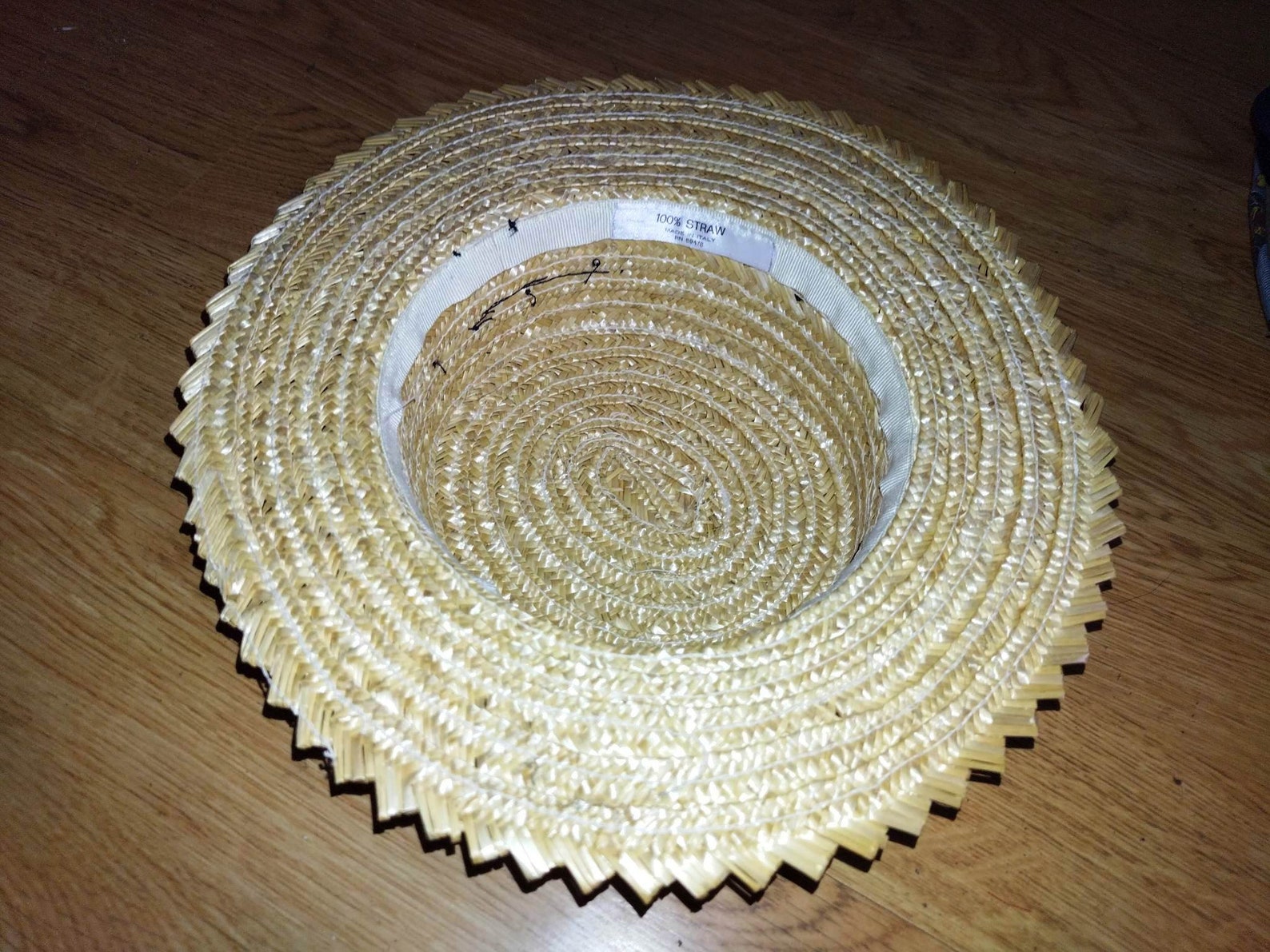 Italy Made 100% Straw Cappello Ladies Hat Boater RN 59478 21" 22 ...