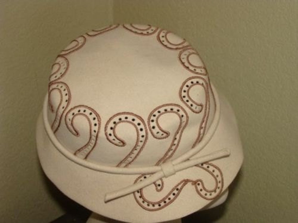 1930's Antique 1940's Vintage Bucket Fedora Hat Cream Tan Brown Candy ...