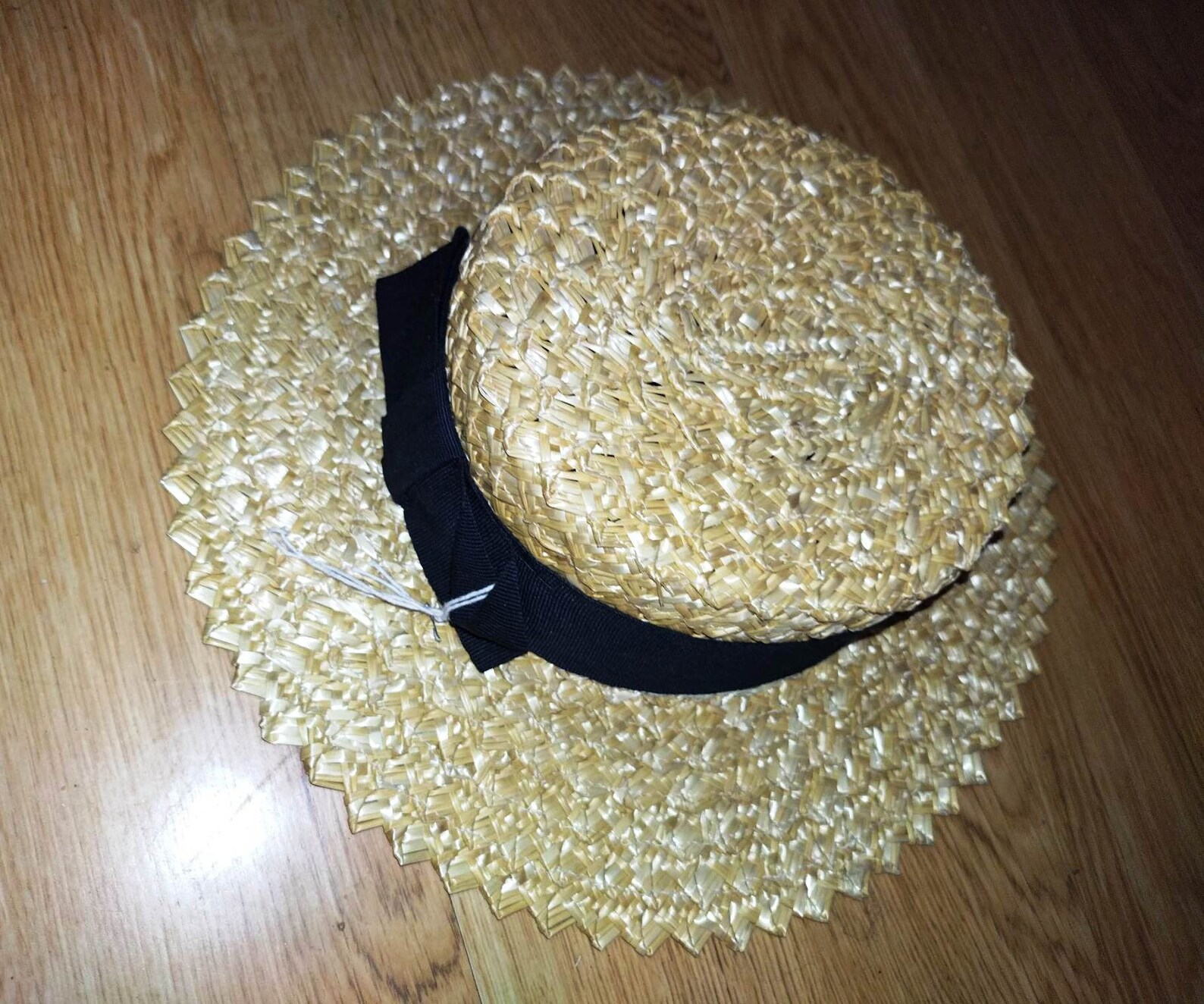 Italy Made 100% Straw Cappello Ladies Hat Boater RN 59478 21" 22 ...