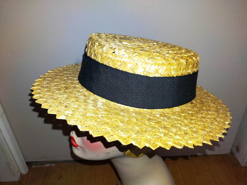 Italy Made 100% Straw Cappello Ladies Hat Boater RN 59478 21" 22 ...