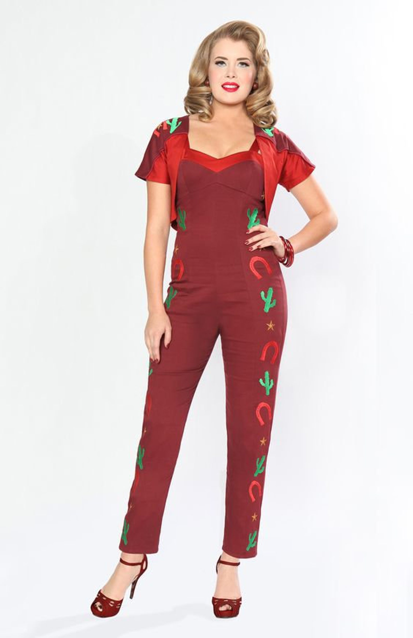 Western Bolero Sample Coat USA Made Burnt Red Tattoo Horseshoe & Star ...