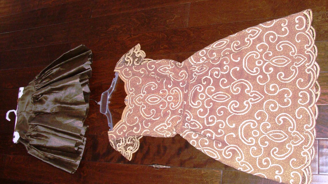 2 Pc Original Mid Century Brown Cream Bead Lace & Crinoline - Etsy