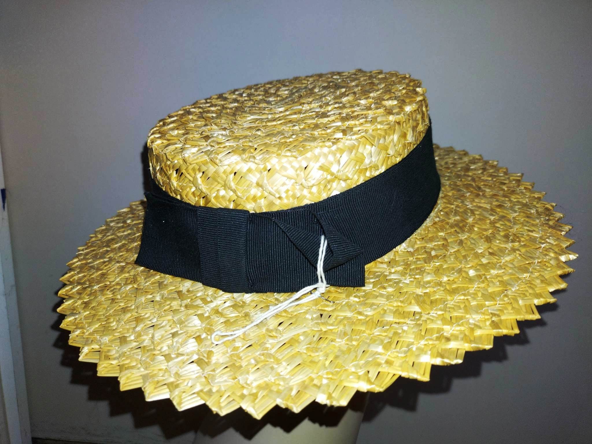 Italy Made 100% Straw Cappello Ladies Hat Boater RN 59478 21 22 Western ...