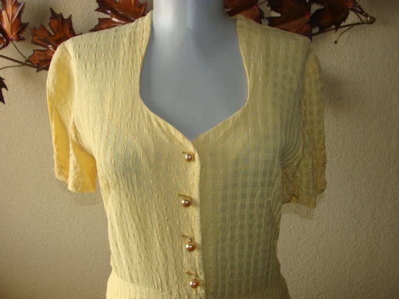 Vintage Mid Century Sheer Window Pane Yellow Sears Sucker Pucker Ladies ...
