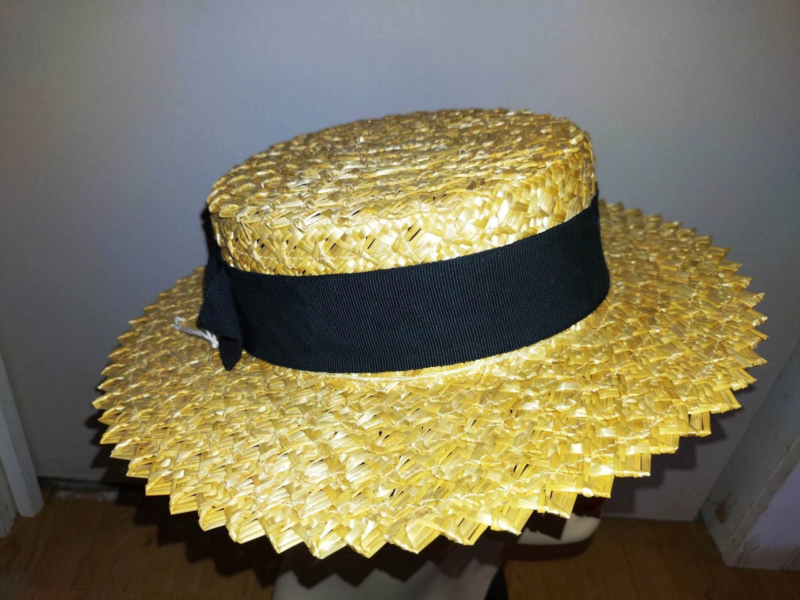 Italy Made 100% Straw Cappello Ladies Hat Boater RN 59478 21" 22 ...
