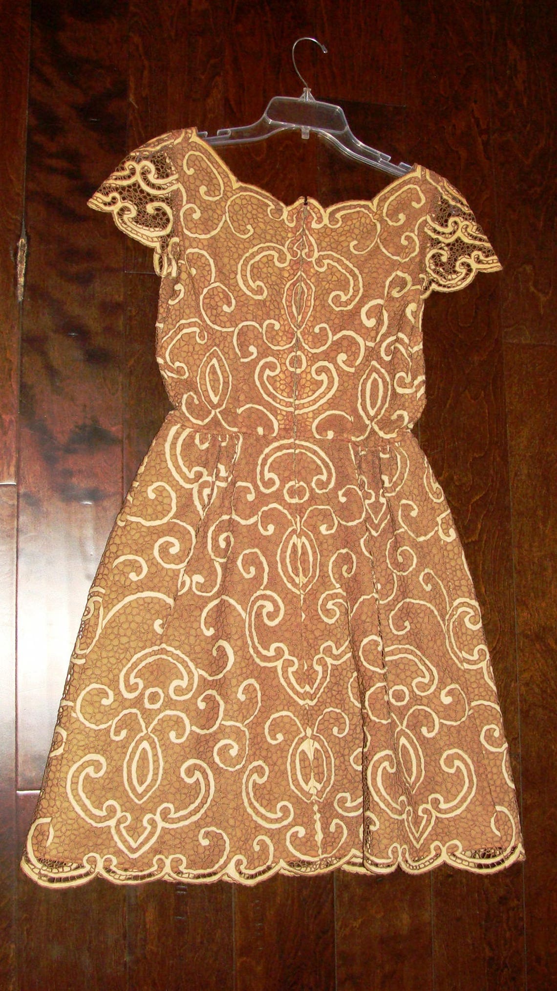 2 Pc Original Mid Century Brown Cream Bead Lace & Crinoline | Etsy