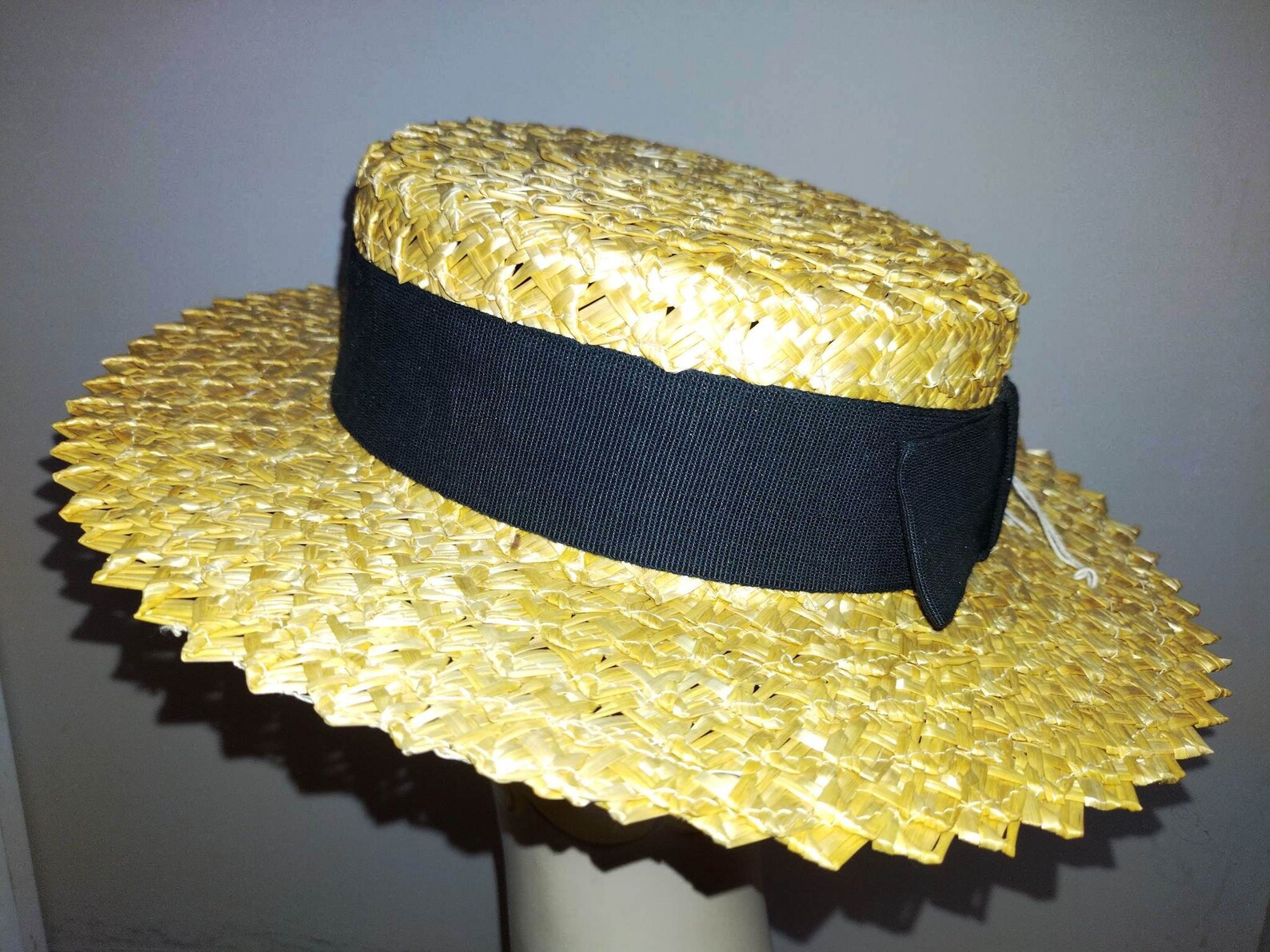 Italy Made 100% Straw Cappello Ladies Hat Boater RN 59478 21" 22 ...