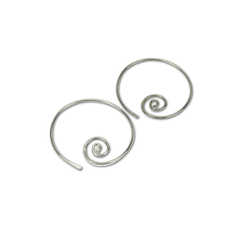 Niobium Earrings Spiral Hoops Silver Color Niobium Spiraling Etsy