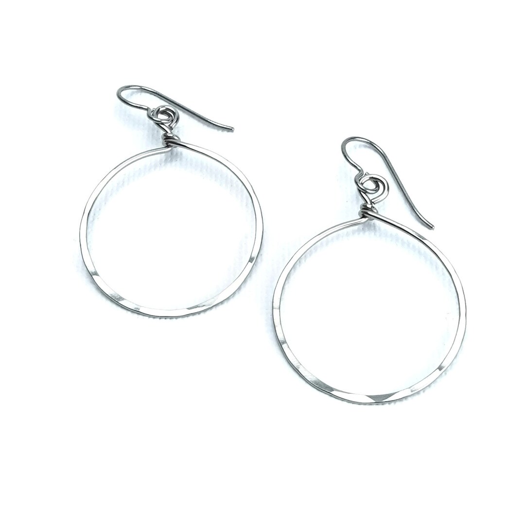 Big Dangle Hoops Niobium Earrings Titanium Earrings for - Etsy