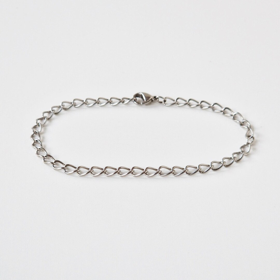 Fine Curb Chain Titanium Bracelet, 3.5mm Pure Titanium Chain Bracelet ...