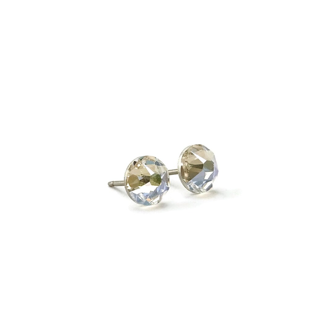 Crystal Moonlight Titanium Studs 6.5mm Crystal Titanium Post - Etsy