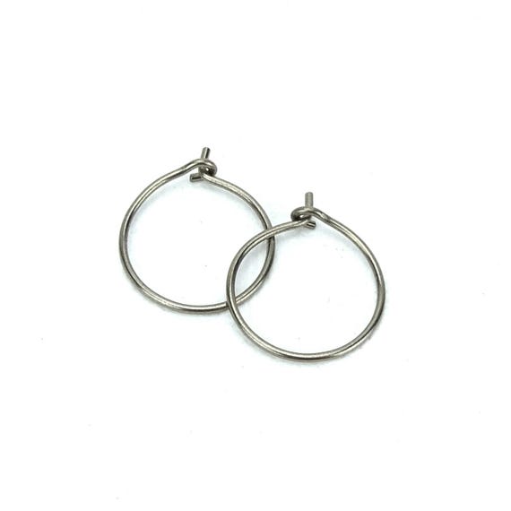 Small Niobium Hoop Earrings Nickel Free Silver Color Hoops Hypoallergenic Earrings for Sensitive Ears
