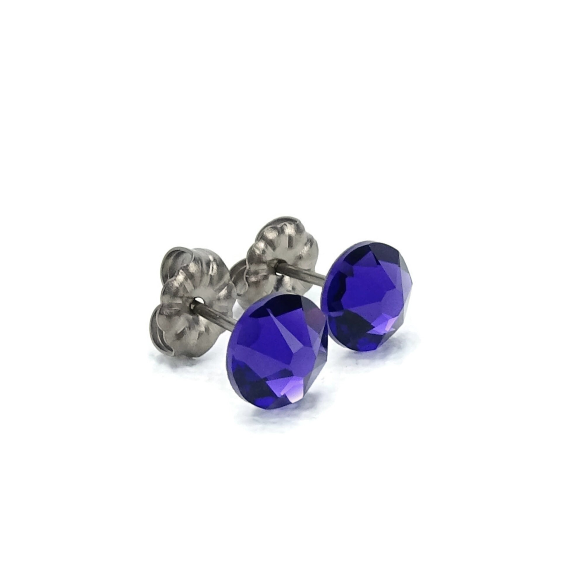 Purple Velvet Studs Titanium Stud Earrings 6.5mm Crystal - Etsy UK