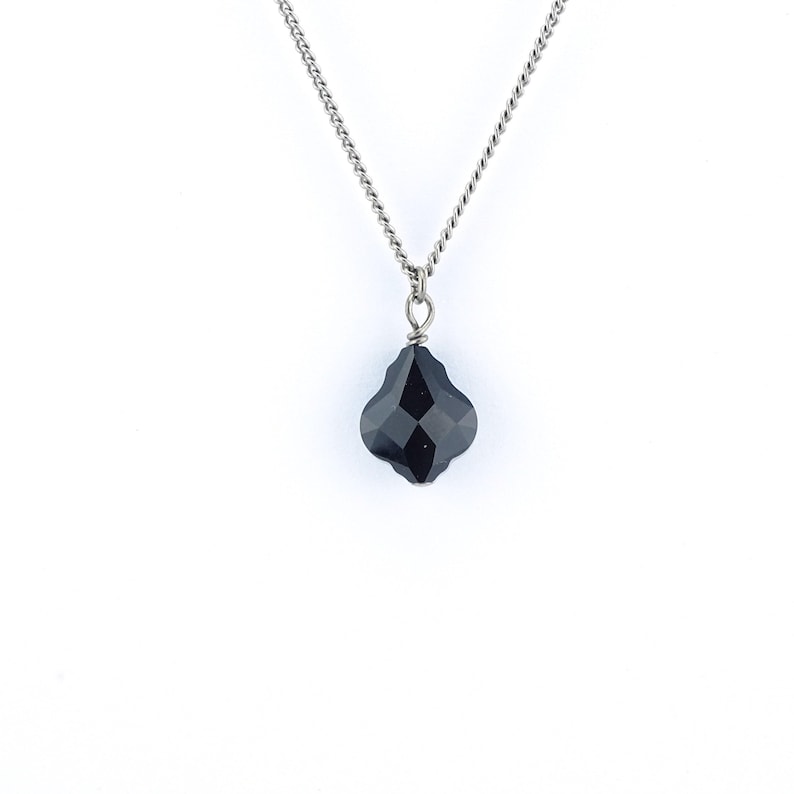 Jet Black Baroque Titanium Necklace, Austrian Crystal Pure Titanium ...