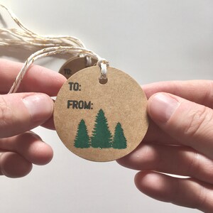 Woodland Pine Tree Gift Tags: Letterpress Printed Kraft Paper, Set of 6 ...