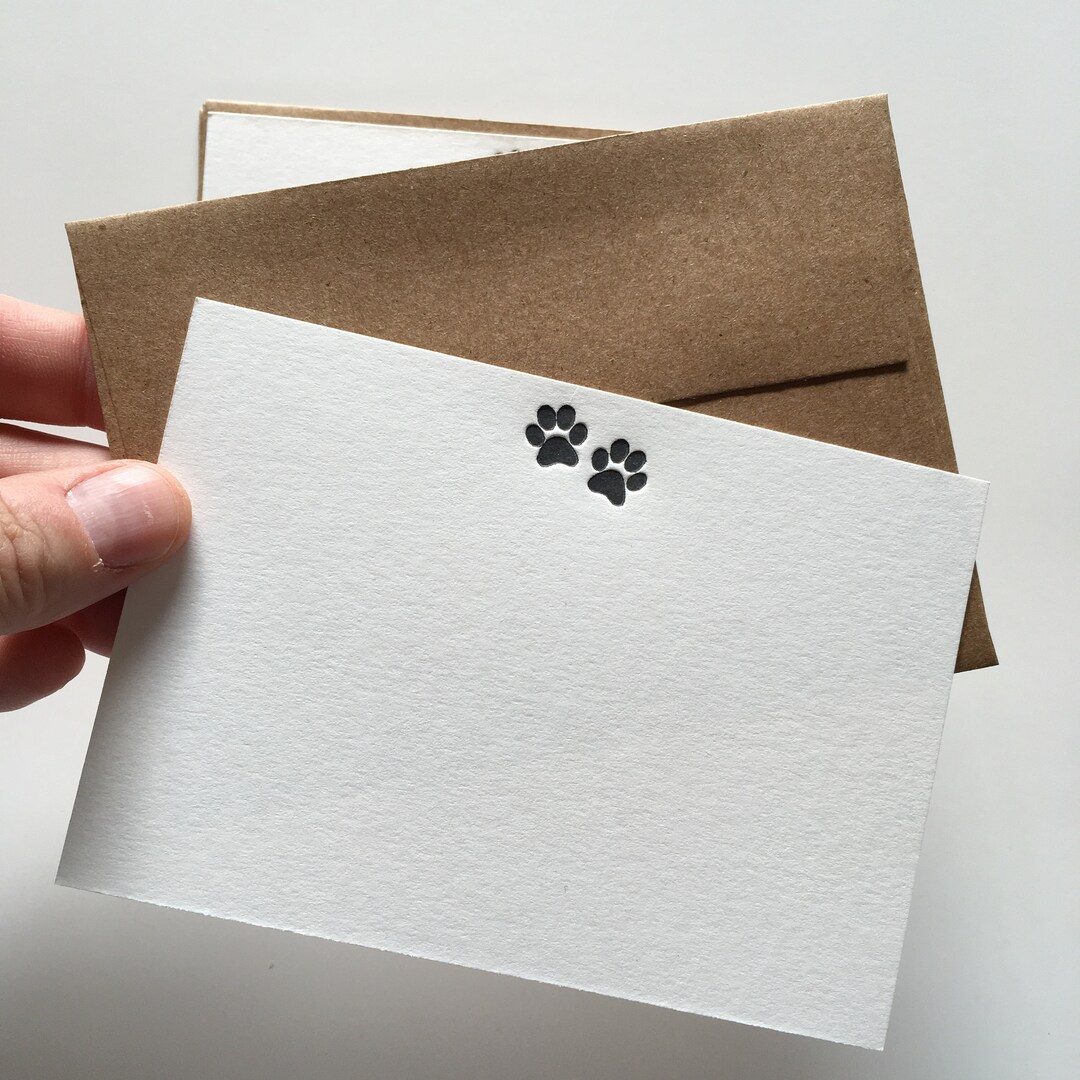 Paw Prints Letterpress Note Cards: Pet Stationery Gift (set of 4) - Etsy