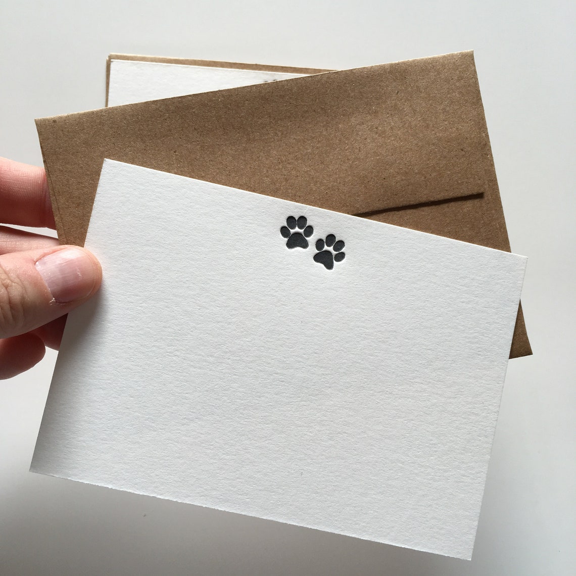 Paw Prints Letterpress Note Cards: Pet Stationery Gift (set of 4) - Etsy