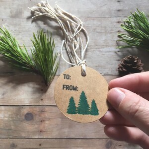 Woodland Pine Tree Gift Tags: Letterpress Printed Kraft Paper, Set of 6 ...