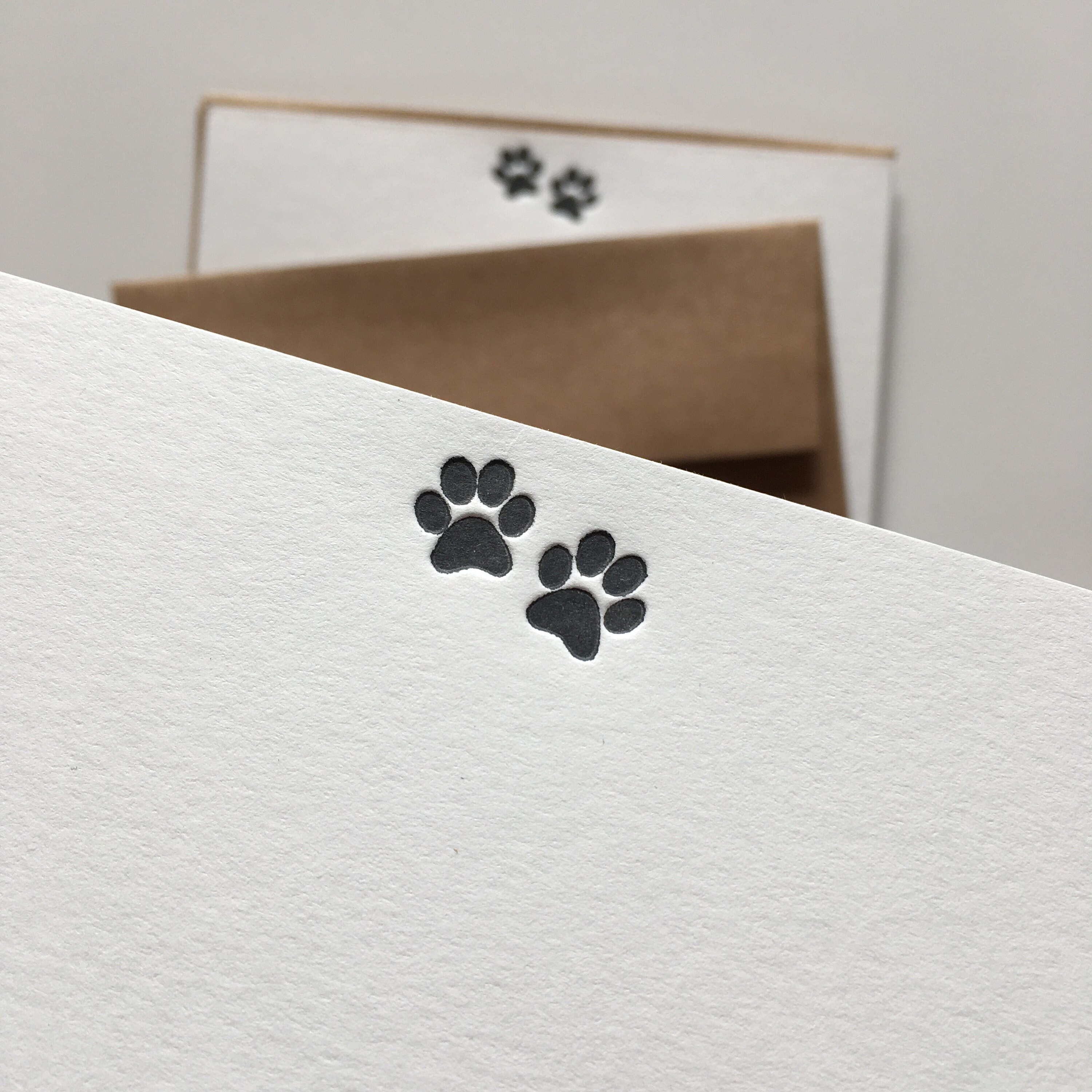 Paw Prints Letterpress Note Cards: Pet Stationery Gift (set of 4) - Etsy