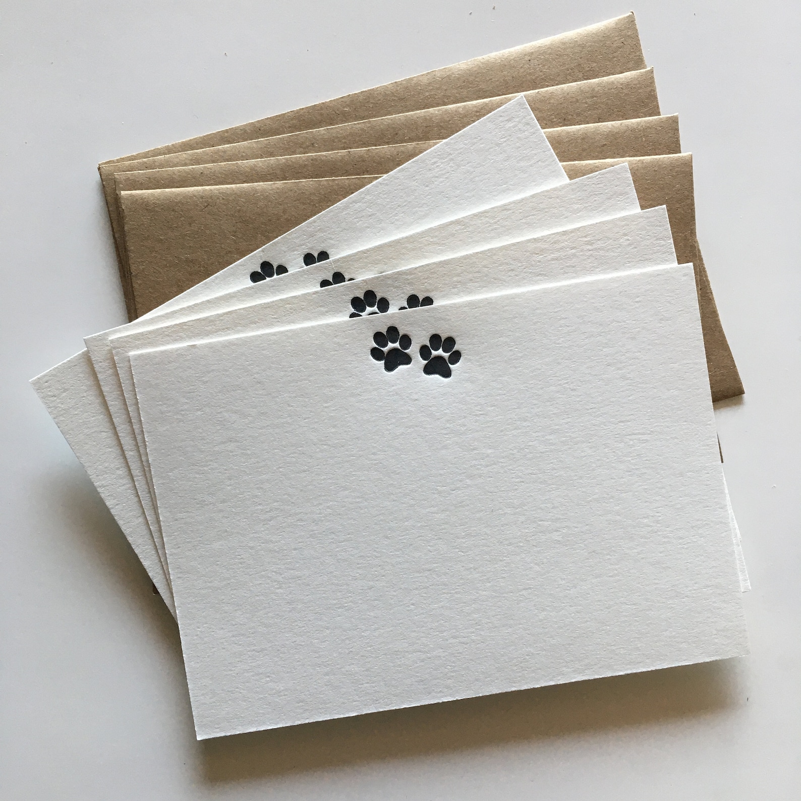 Paw Prints Letterpress Note Cards: Pet Stationery Gift (set of 4) - Etsy