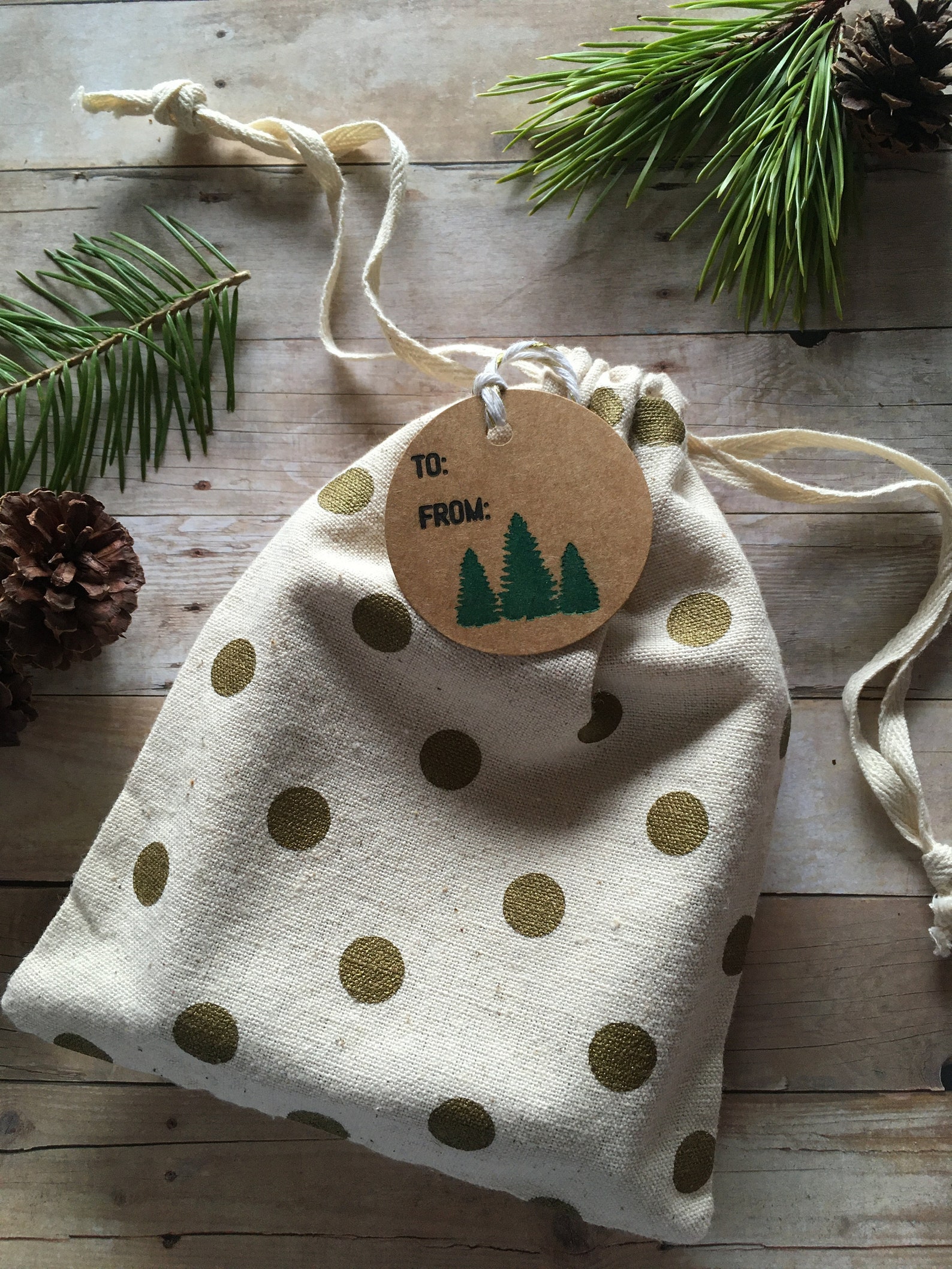 Woodland Pine Tree Gift Tags: Letterpress Printed Kraft Paper, Set of 6 ...
