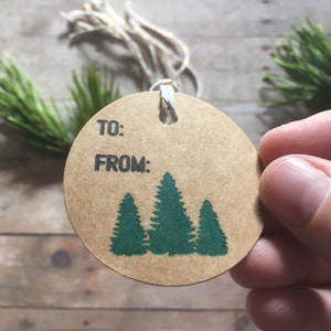 Woodland Pine Tree Gift Tags: Letterpress Printed Kraft Paper, Set of 6 ...